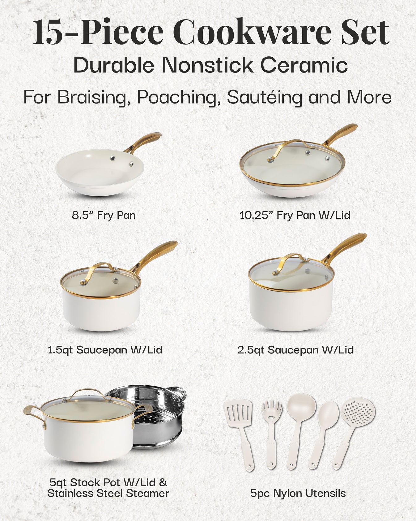 Gotham Steel 15pc Natural Collection Cookware Bundle