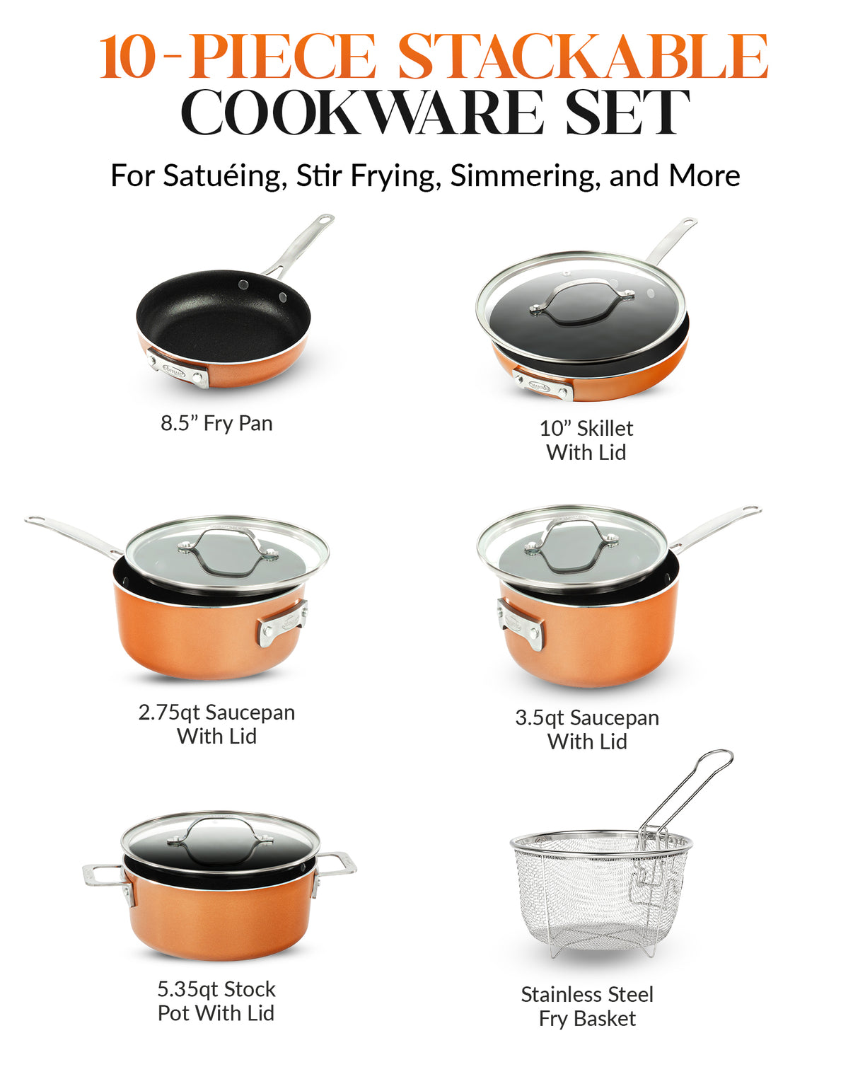 10-Piece Stackmaster Cookware Set – Gotham Steel