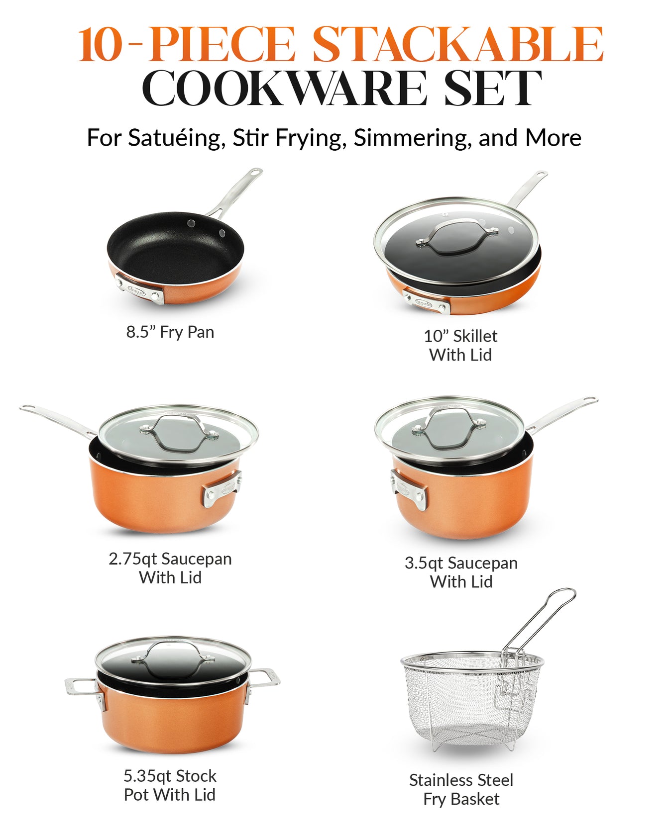 10-Piece Stackmaster Cookware Set – Gotham Steel