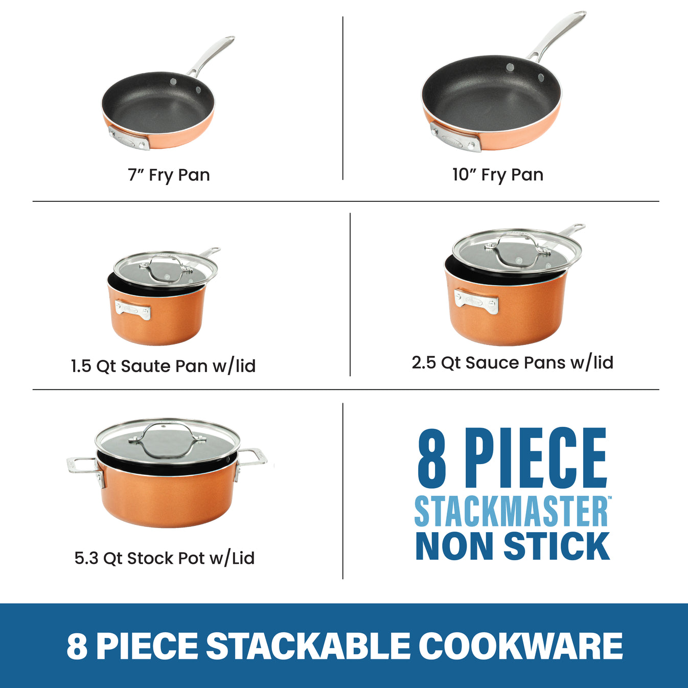 8-Piece Stackmaster Cookware Set – Gotham Steel
