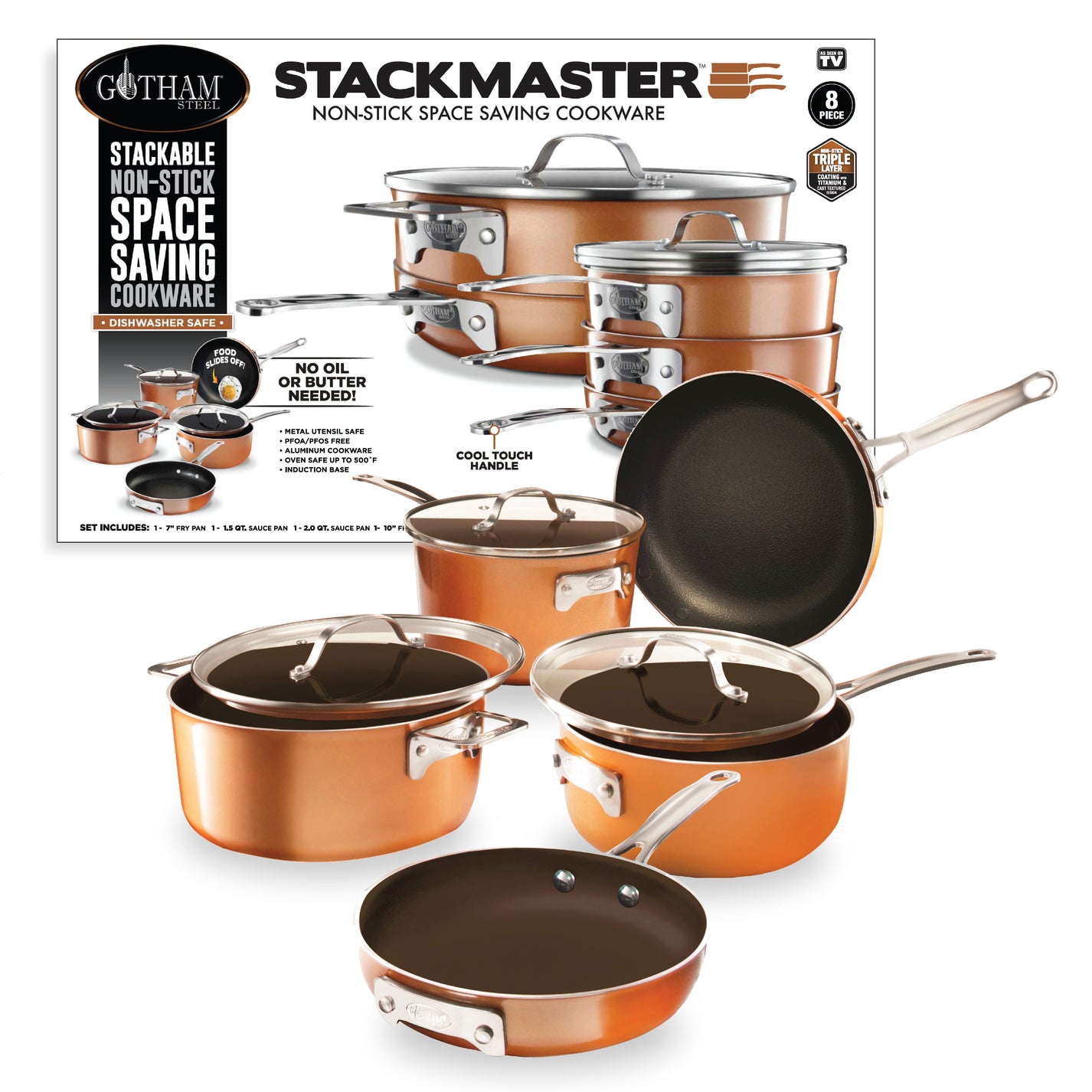 8-Piece Stackmaster Cookware Set – Gotham Steel