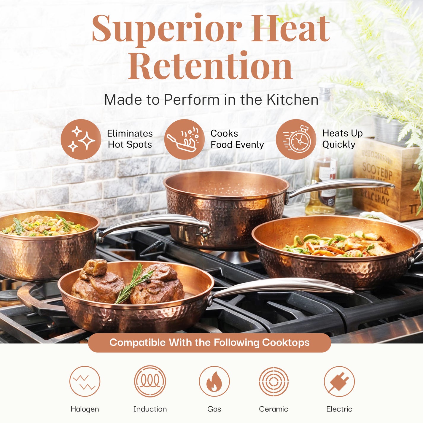 Hammered Copper Cookware Bundle with Utensils and Steamer – Gotham Steel