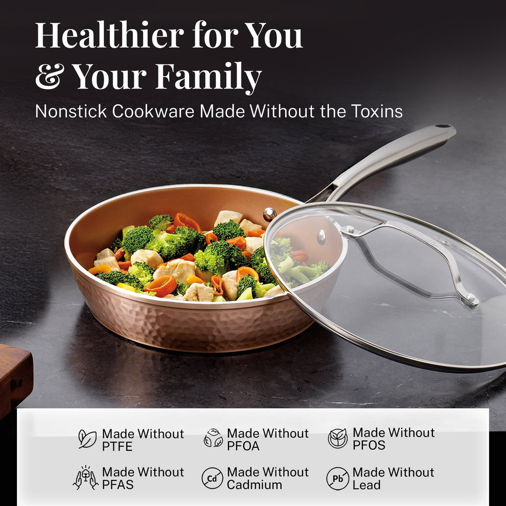 Hammered Copper Cookware Set with Utensils – Gotham Steel